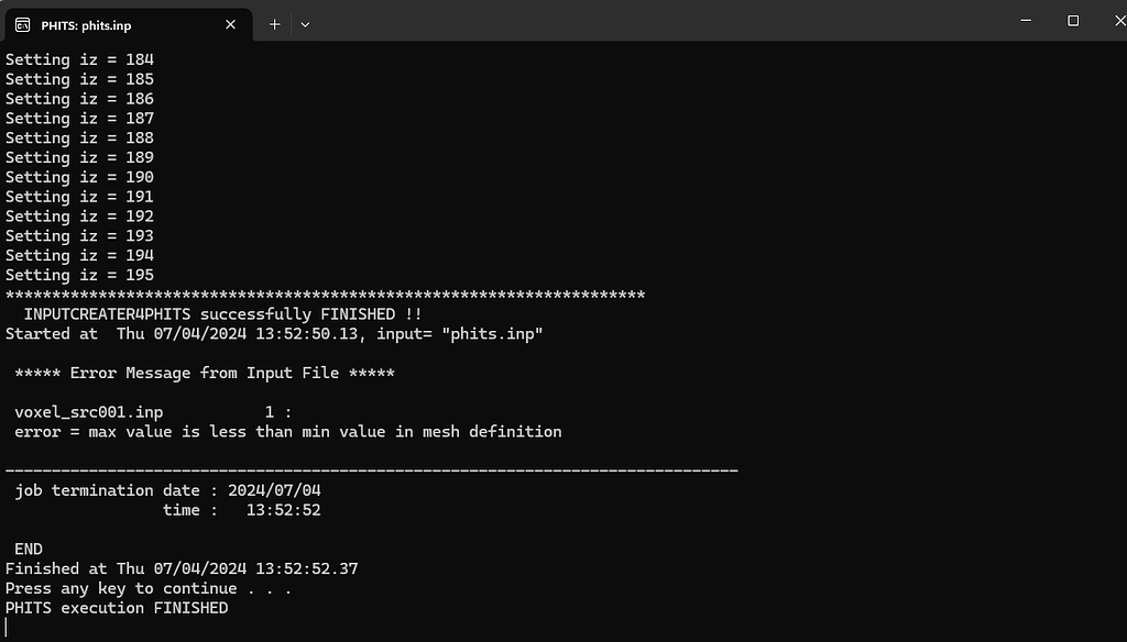 Error on running input file of RT-PHITS - Questions - PHITS Forum