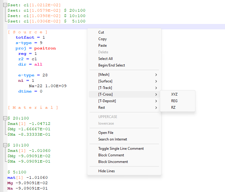 Notepad++ context menu for PHITS (Example of creation) - Miscellaneous ...